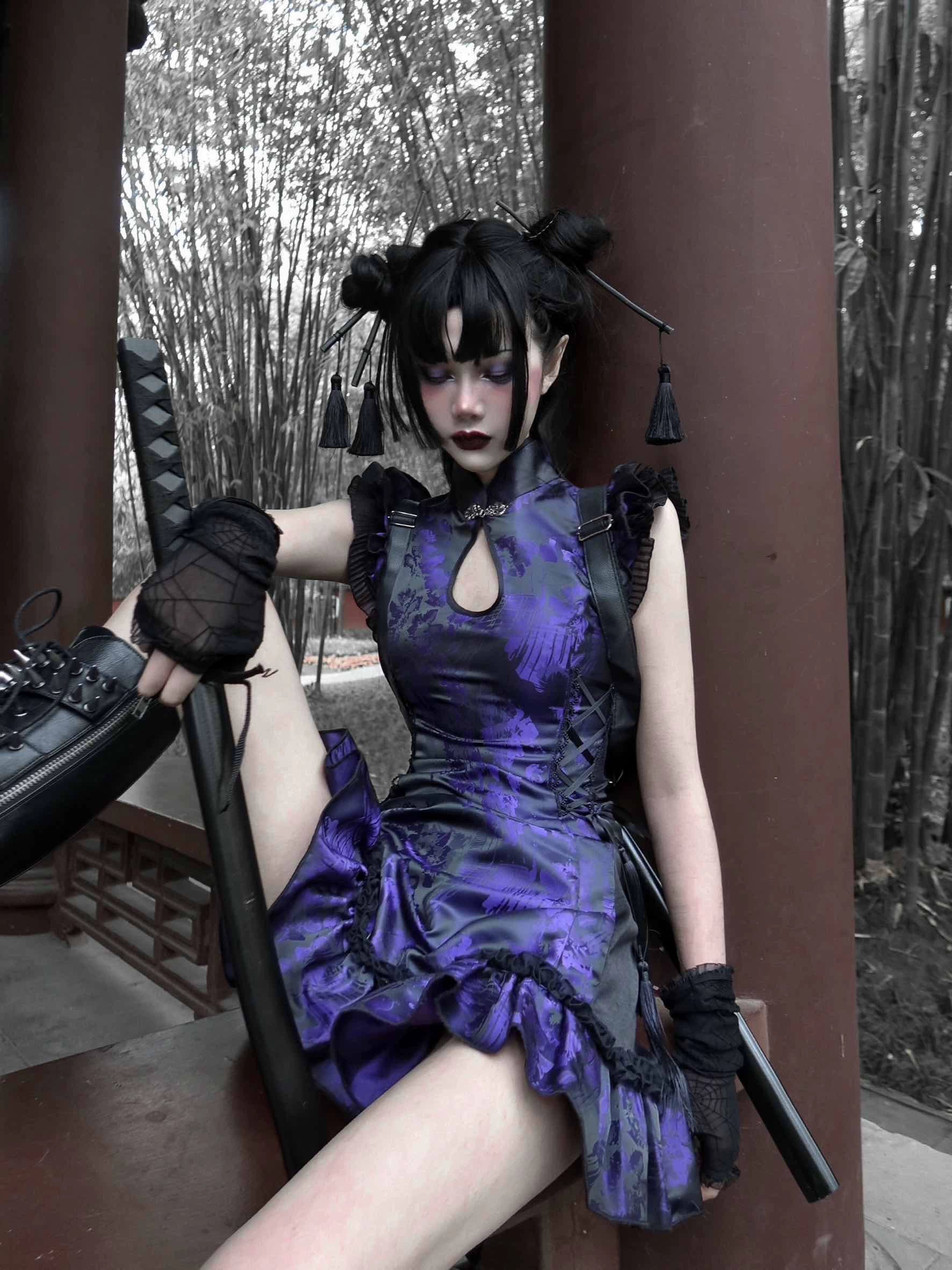 NIO Gothic Tassel Cheongsam Dress - ゴシックスタイルのチャイナドレス – Serendute
